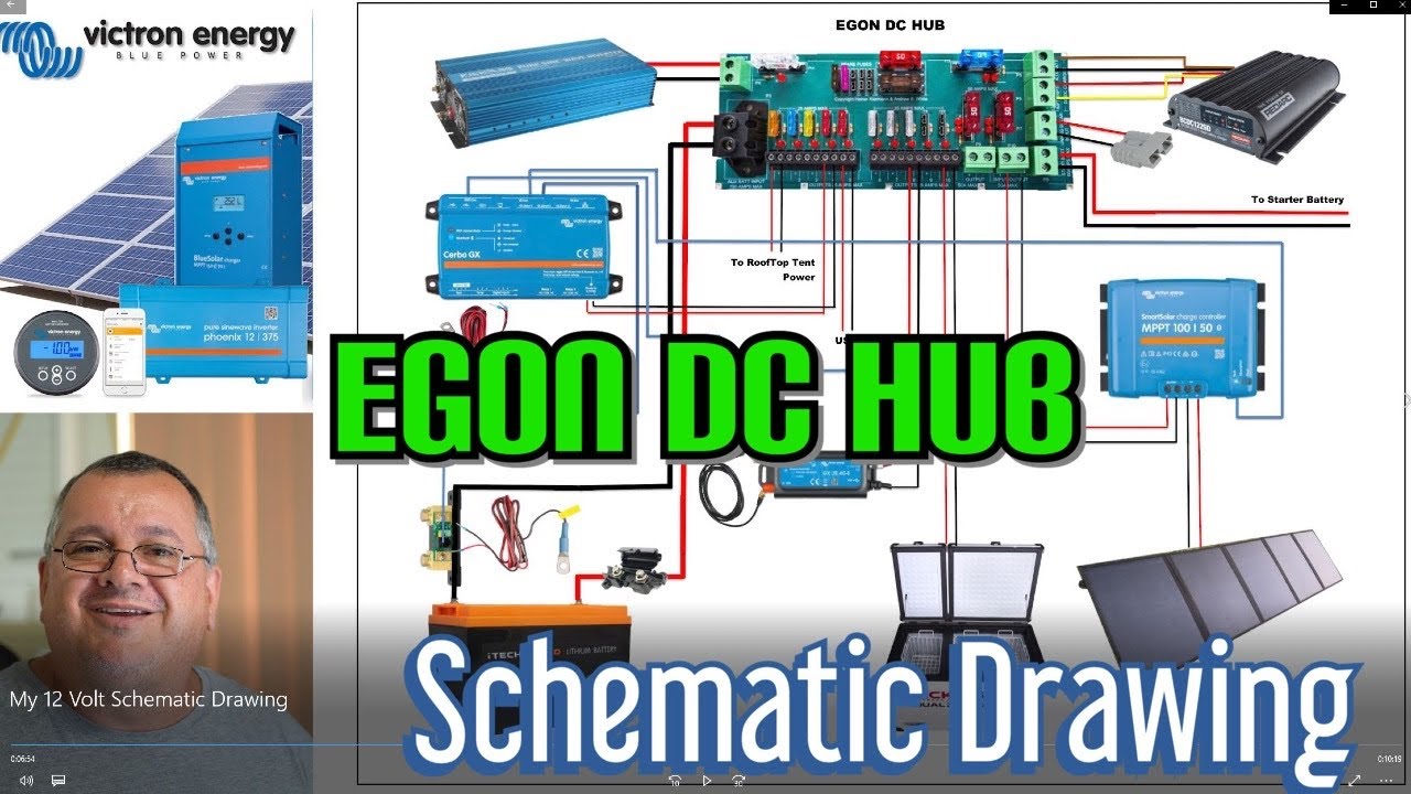 My 12 Volt Schematic Drawing For Egon DC Hub and Victron Products - YouTube