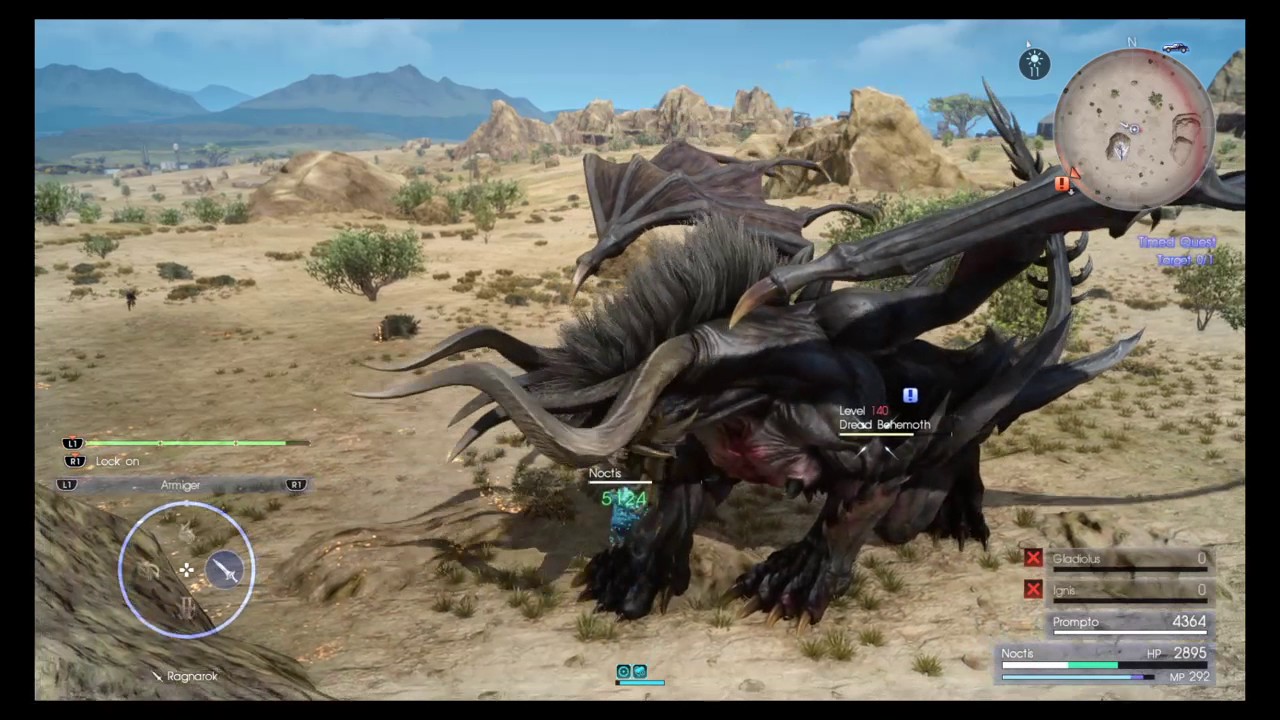 [PS4] FINAL FANTASY XV - Level 140 Dread Behemoth (Timed Quest ...