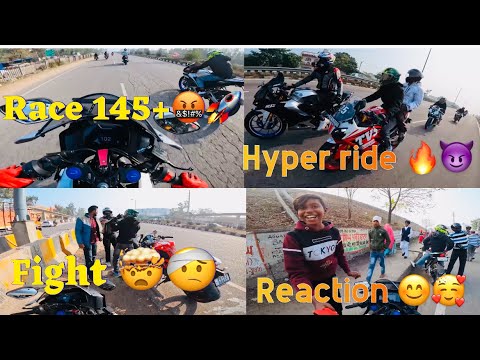 Fight with 🤬group ride 🤕 || Race 145+ on Road || hyper ride || Reaction ...