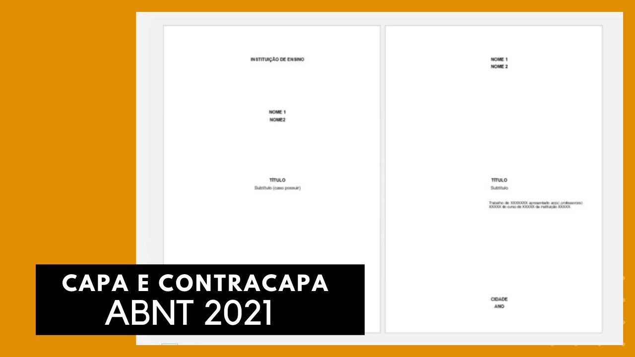 Capa e contracapa ABNT - 2021 - YouTube