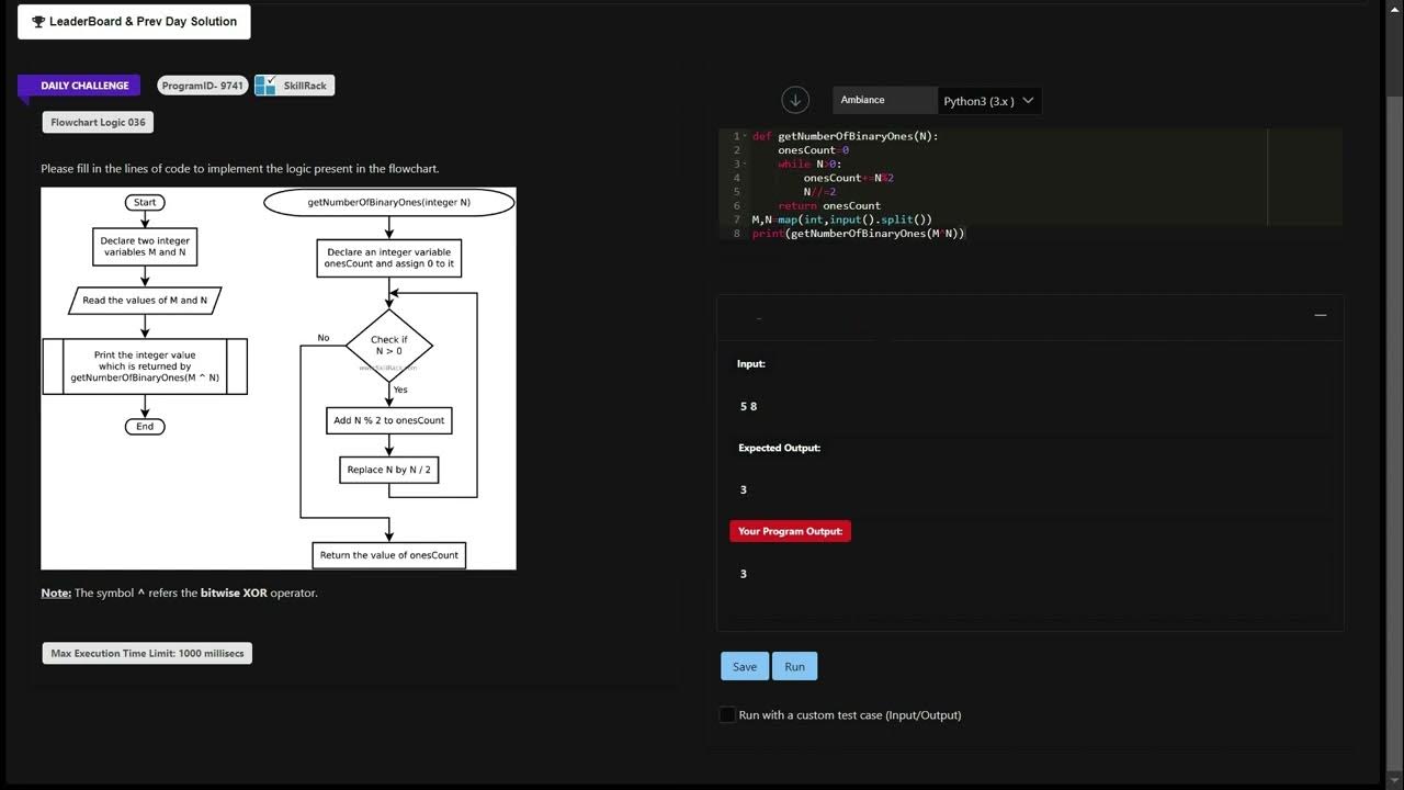 SKILLRACK | DAILY CHALLENGE | 21/11/2023 || FLOWCHART LOGIC 036 | PROGRAM ID 9741 | PYTHON ...