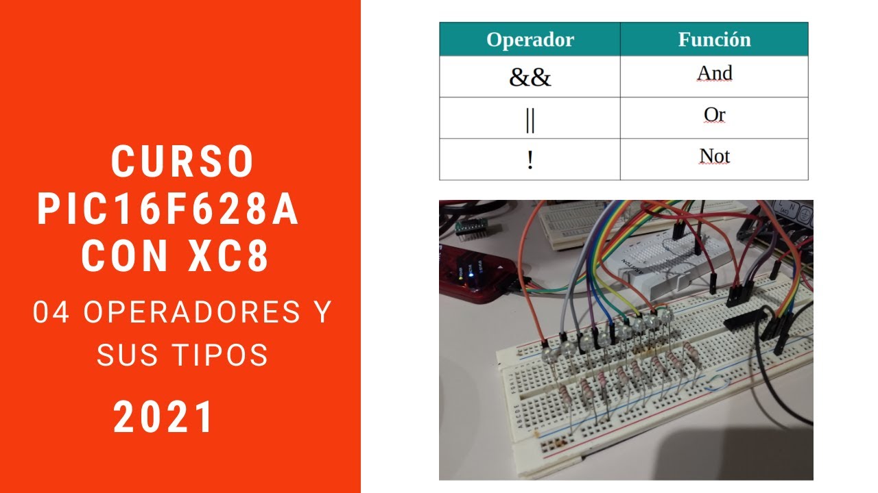 Curso de microcontroladores PIC16F628A con XC8 4ª Parte: Operadores y ...