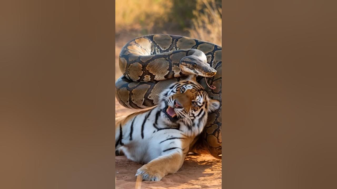 Tiger cannot defeat the power of giant pythons #tiger #animals #python ...