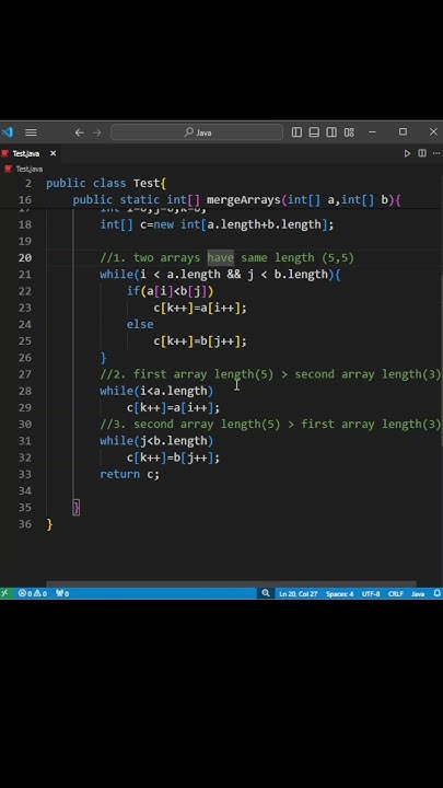 How to Merge sorted arrays in java #java #corejava #shorts #programmingtutorial #programmingkt # ...