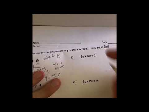 Rewrite linear equations (solve for y) - YouTube