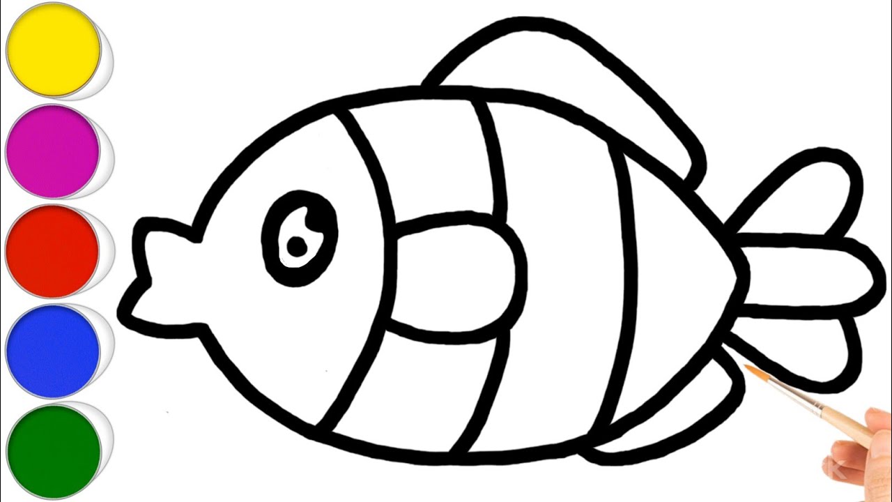 How to draw Fish | Drawing for kids toddlers | draw and color | Fish ...