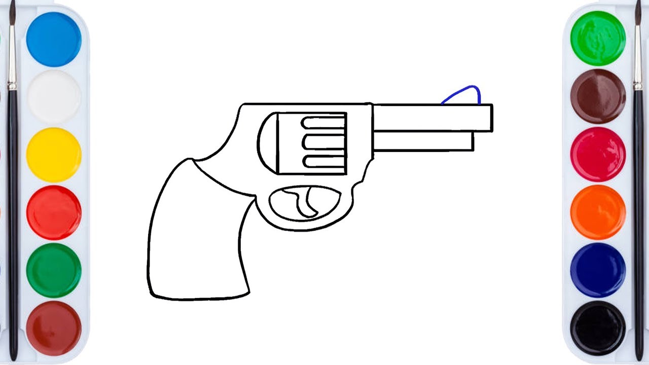 How to draw cute and easy Gun | Easy drawing, Painting and Coloring for ...