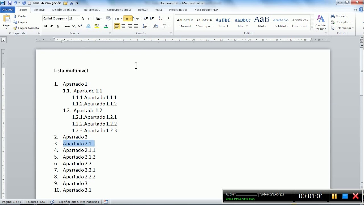WORD t4 p4 e2 Lista Multinivel - YouTube