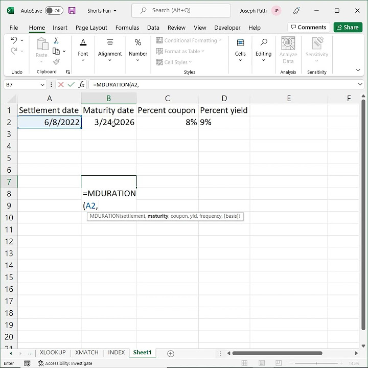 The Learnit Minute - MDURATION Function #Excel #Shorts - YouTube