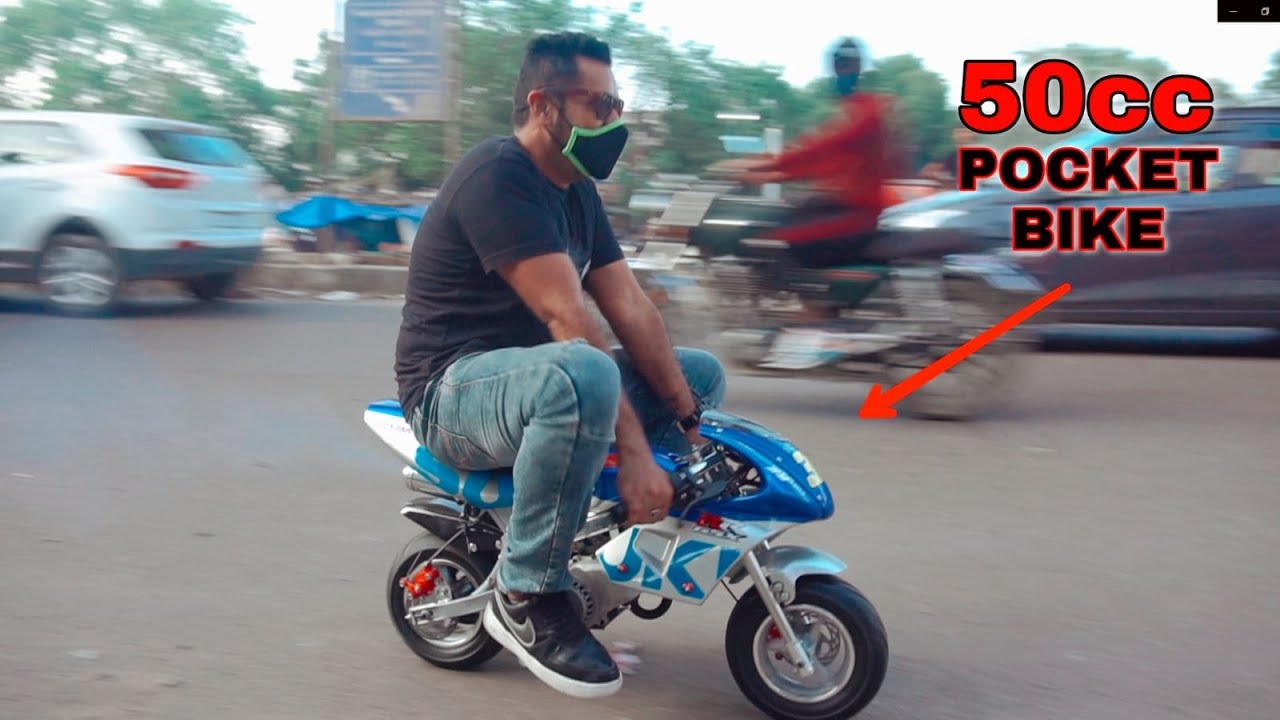 RIDING POCKET BIKE in TRAFFIC 😑😶 "Bach Gaya Bus" - YouTube