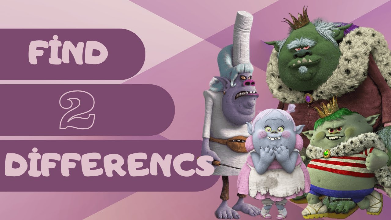 Trolls | Part 2 : Find 2 Differences #cartoonkidsclub - YouTube