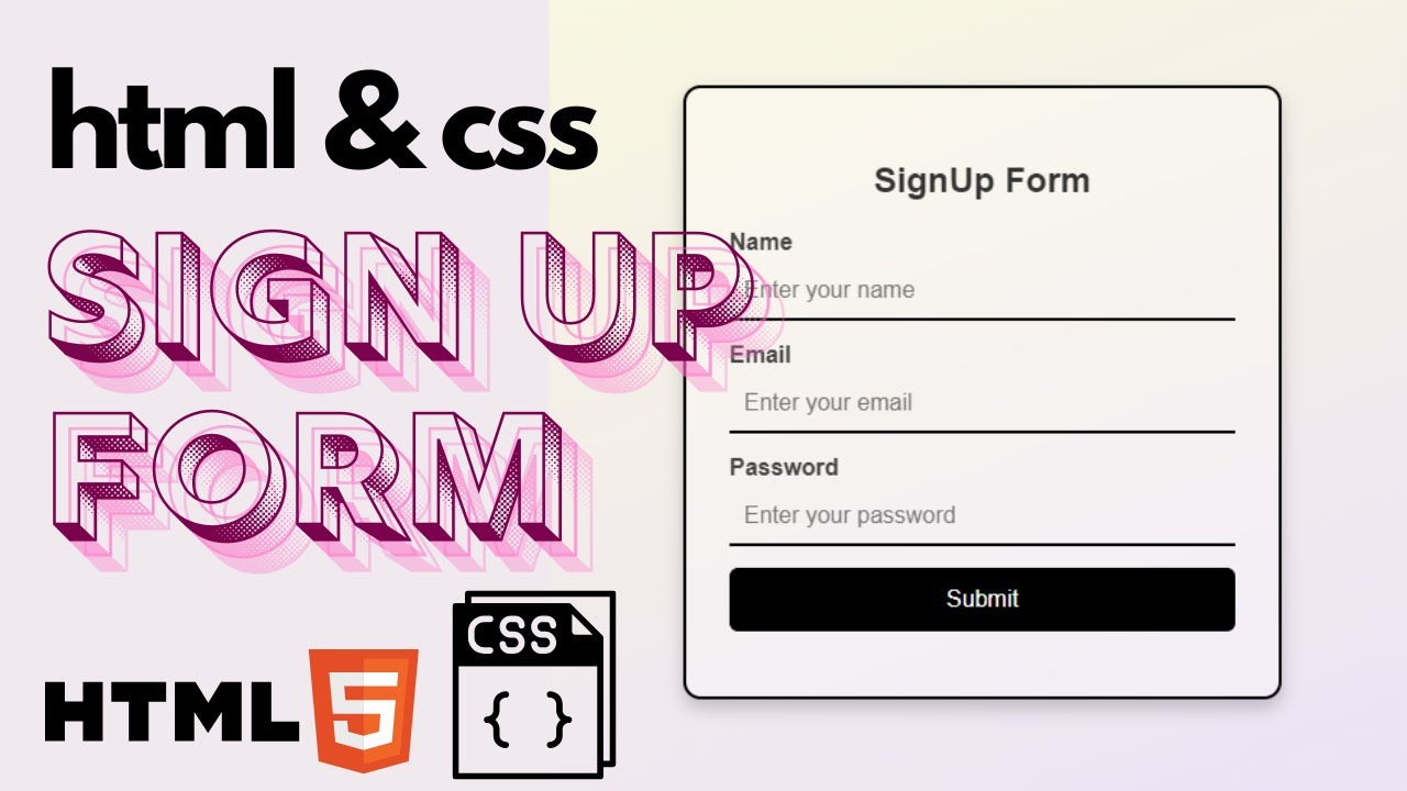 HTML CSS SignUp Form Design | Stylish Registration Form Design Template ...