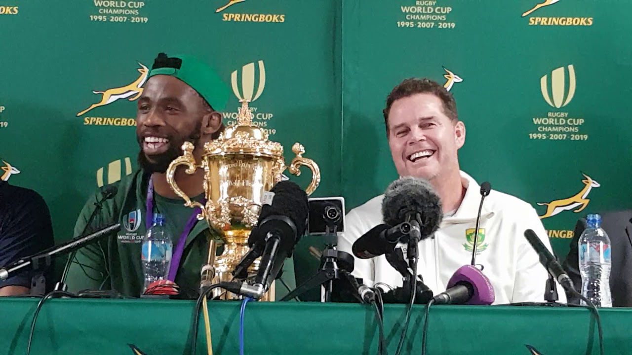 @Springboks arrival press conference - #SiyaKolisi and #RassieErasmus ...