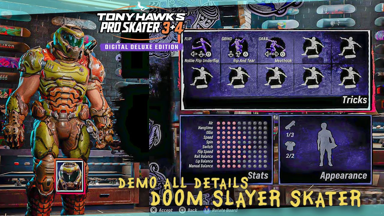 Tony Hawk's Pro Skater 3+4 Demo PS5 First Look All Details Doom Slayer ...