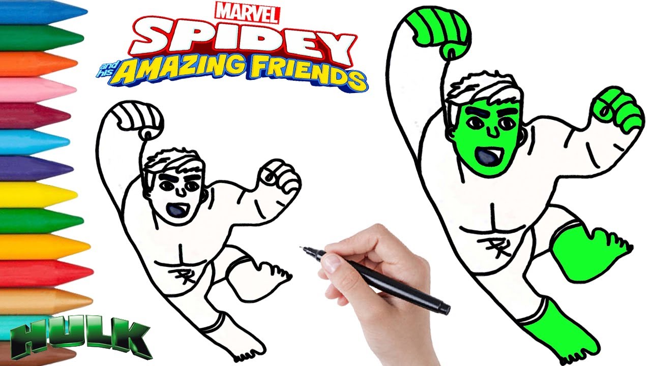 Spidey and His Amazing Friends | Hulk | Coloring Page - YouTube