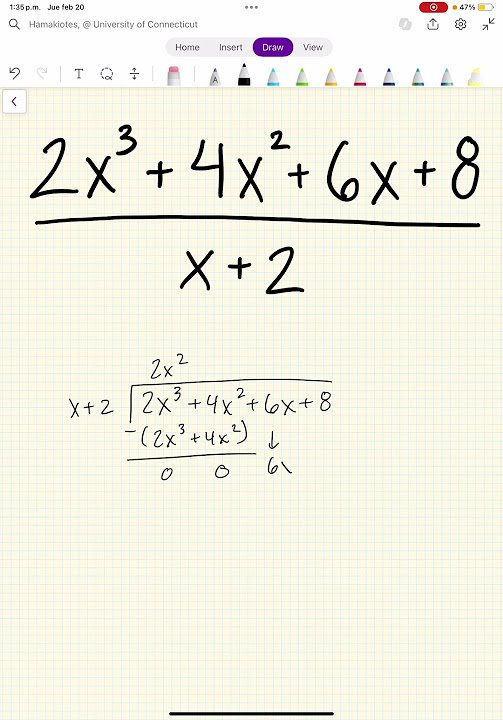 Divide 2x^3+4x^2+6x+8 by x+2. #maths#algebra#polynomials#longdivision#division# ...