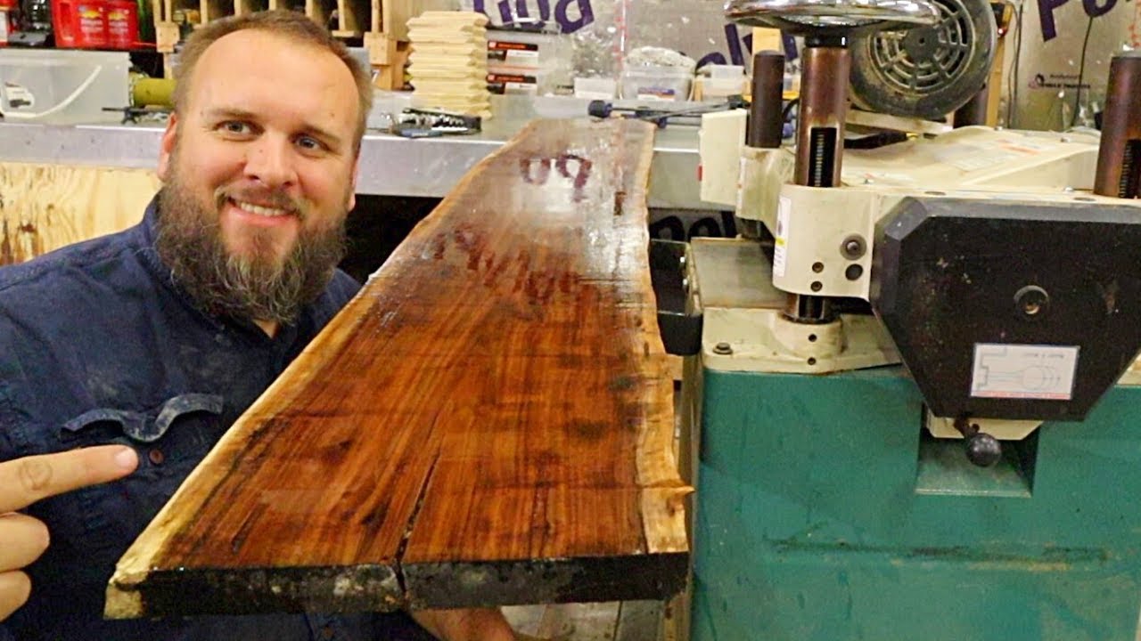 Salvaging Warped Rough Cut Lumber with a Grizzly Planer - YouTube