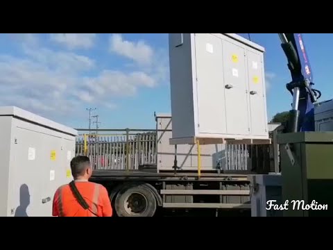 DNO cubicle fitted out by RSP being loaded - YouTube