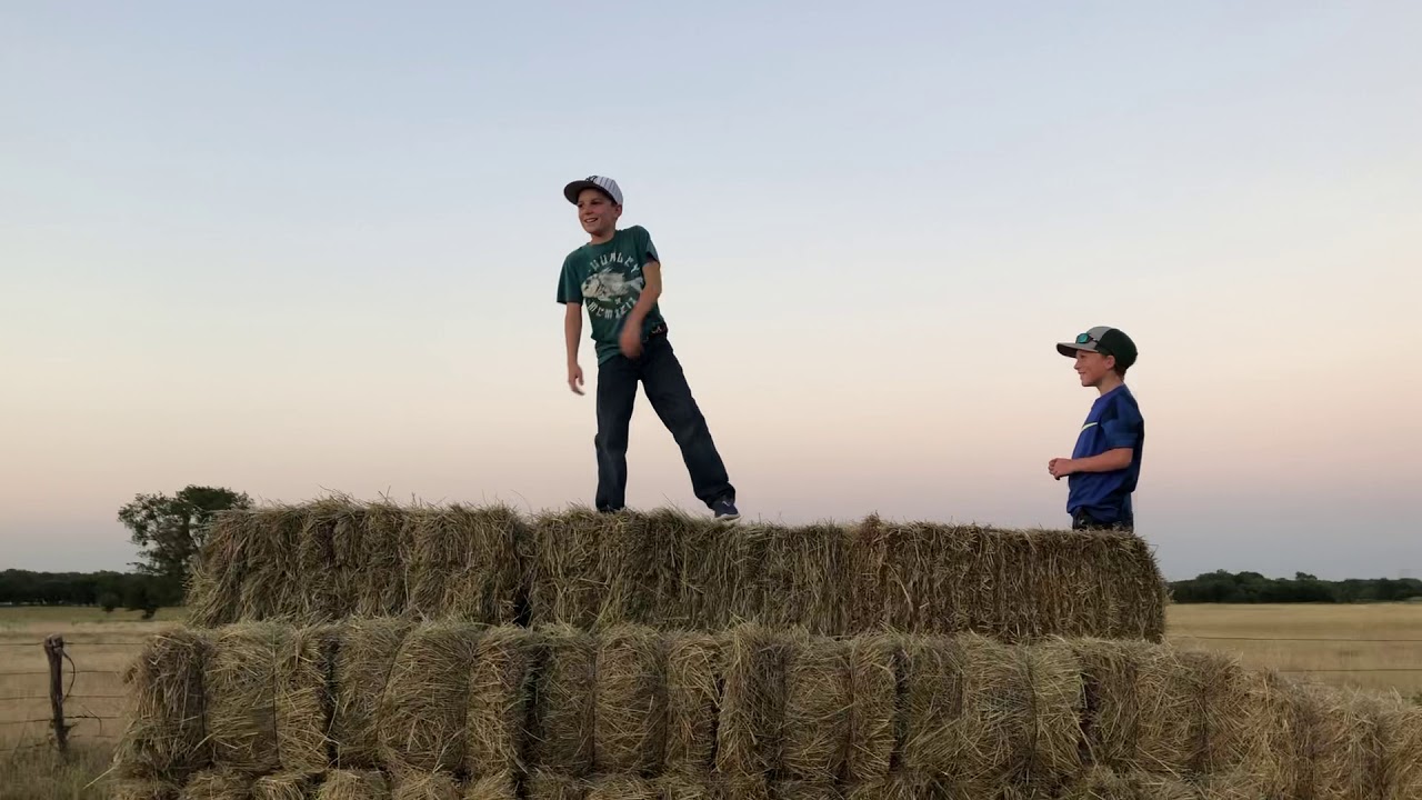 Cowboy Does The Git Up Dance Challenge On Hay Bales - YouTube