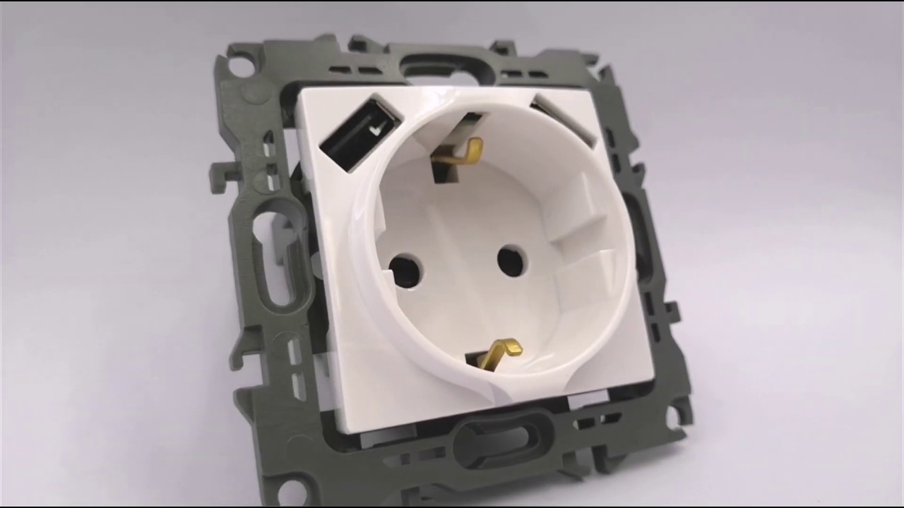 Schuko Power Outlet With Double USB Port - YouTube