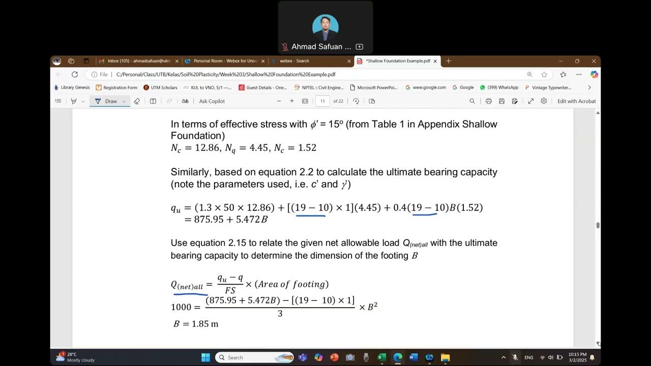 Shallow foundation example - Part 2 - YouTube