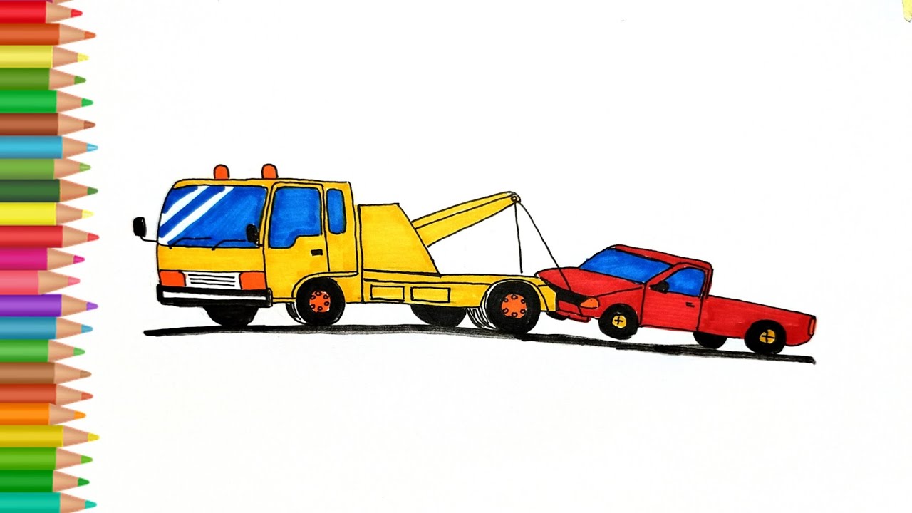 Menggambar Mobil Truk derek - YouTube