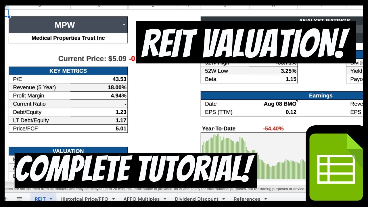 REIT Valuation on Google Sheets - How to Value a REIT! - YouTube