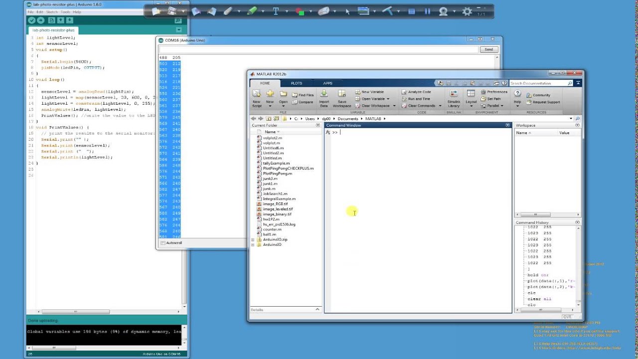 Lab photo resistor matlab recording - YouTube