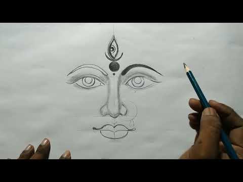 How to draw maa durga face pencil sketch for beginners step by step,how ...