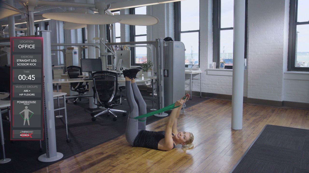 TheraBand CLX – Straight Leg Scissor Kick – Office Exercise - YouTube