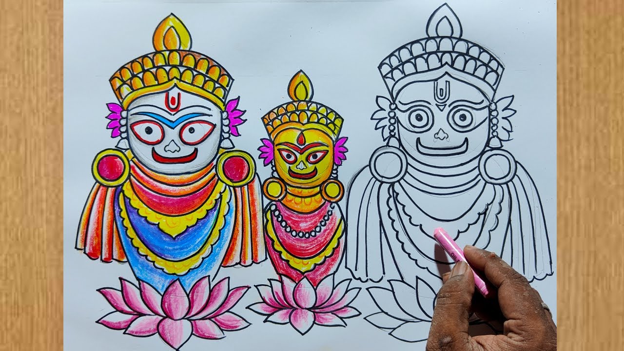 HOW TO DRAW IDOLS LORD JAGANNATH,BALABHADRA,SUBHADRA FORHAPPY RATHYATRA ...