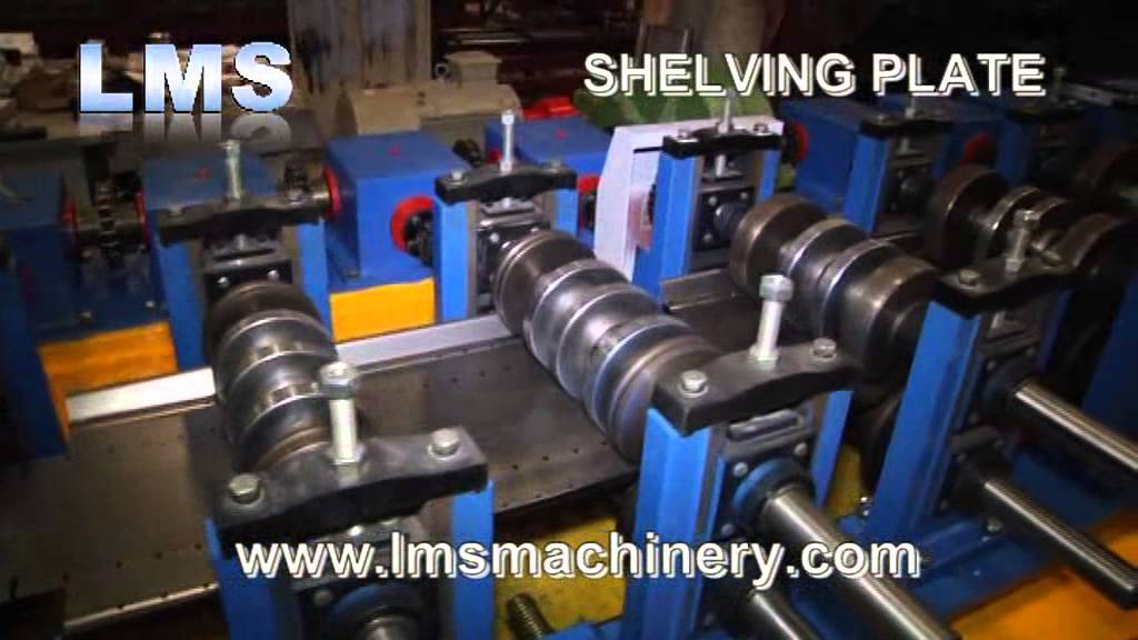 LMS SHELVING PLATE 300 600X42X1 5 ROLL FORMING MACHINE - YouTube
