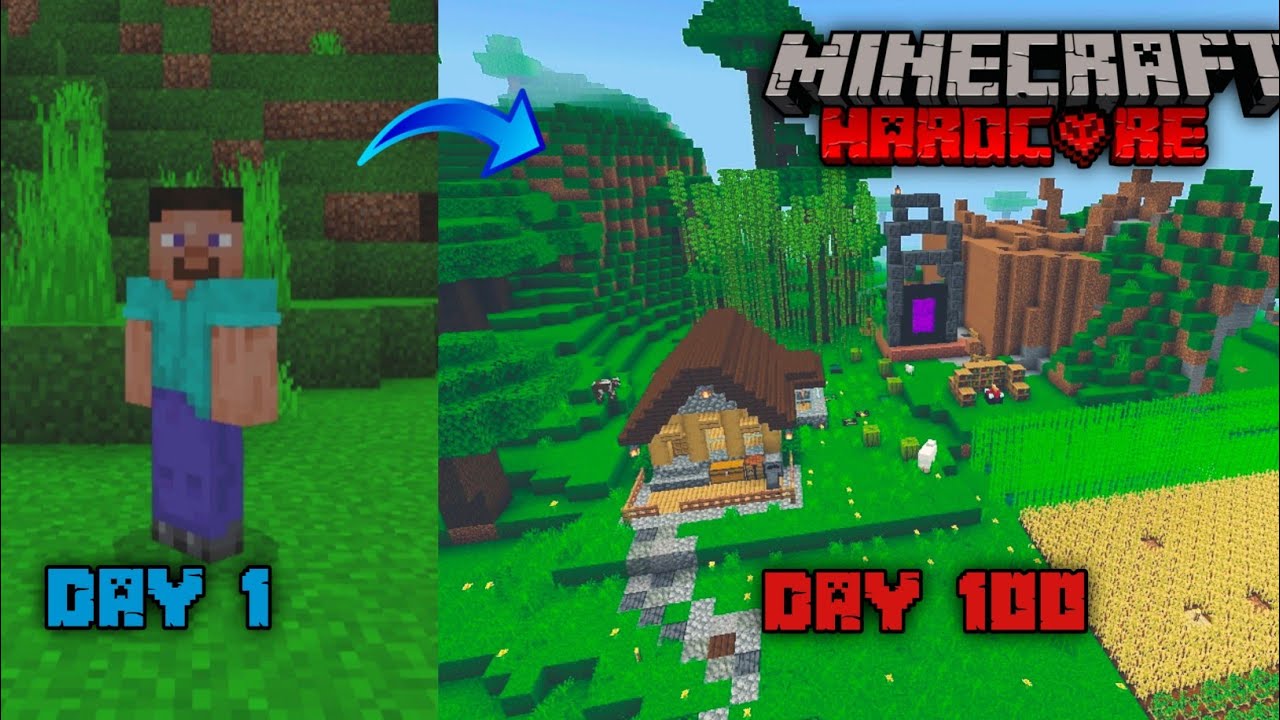 I TRY TO SURVIVE 100 IN MINECRAFT HARDCORE || MINECRAFT POCKET EDITION ...