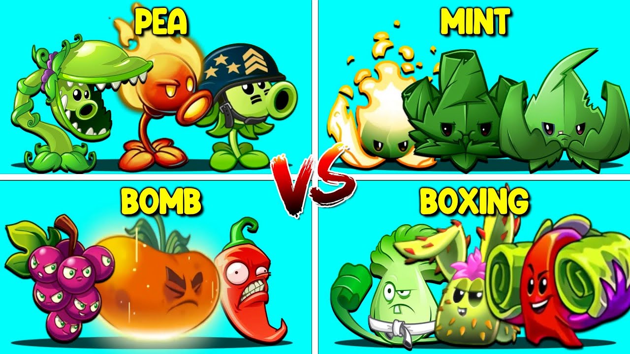 PvZ2 - 4 Teams: PEA x MINT x BOMB x BOXING Battlez - Who Will Win ...