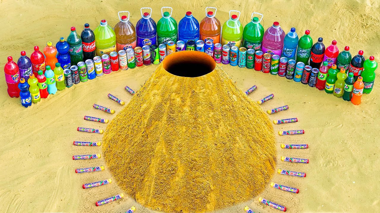 Big Volcano Eruption from Coca-Cola, Mtn Dew, Monster, Fanta, 7up ...