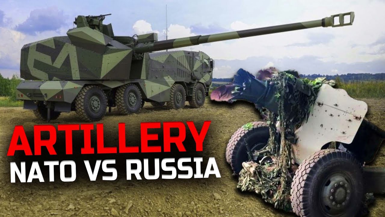 Convoys of self-propelled artillery units. NATO combat vehicles are ...