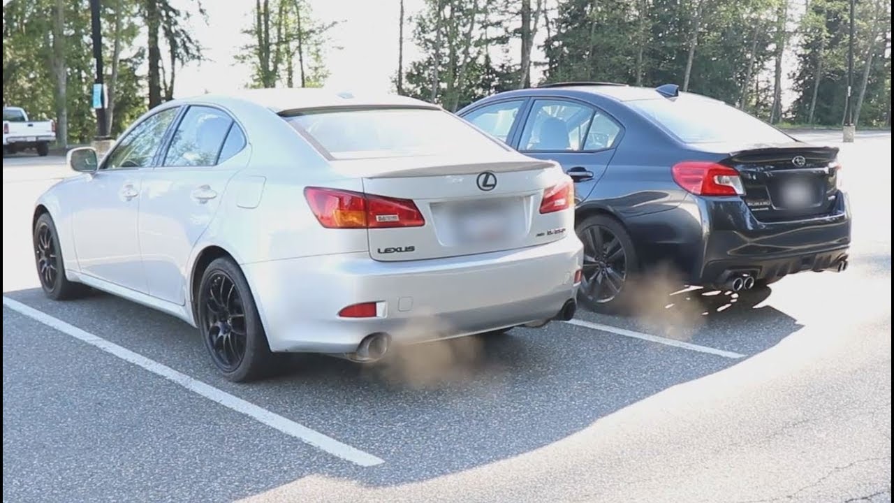 Subaru WRX vs Lexus IS250 exhaust sounds! - YouTube
