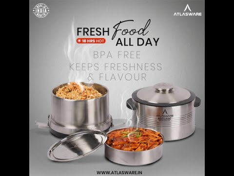 Atlasware Stainless Steel Insulated Volcano Hotcase 18 Hours Hot & Cold ...