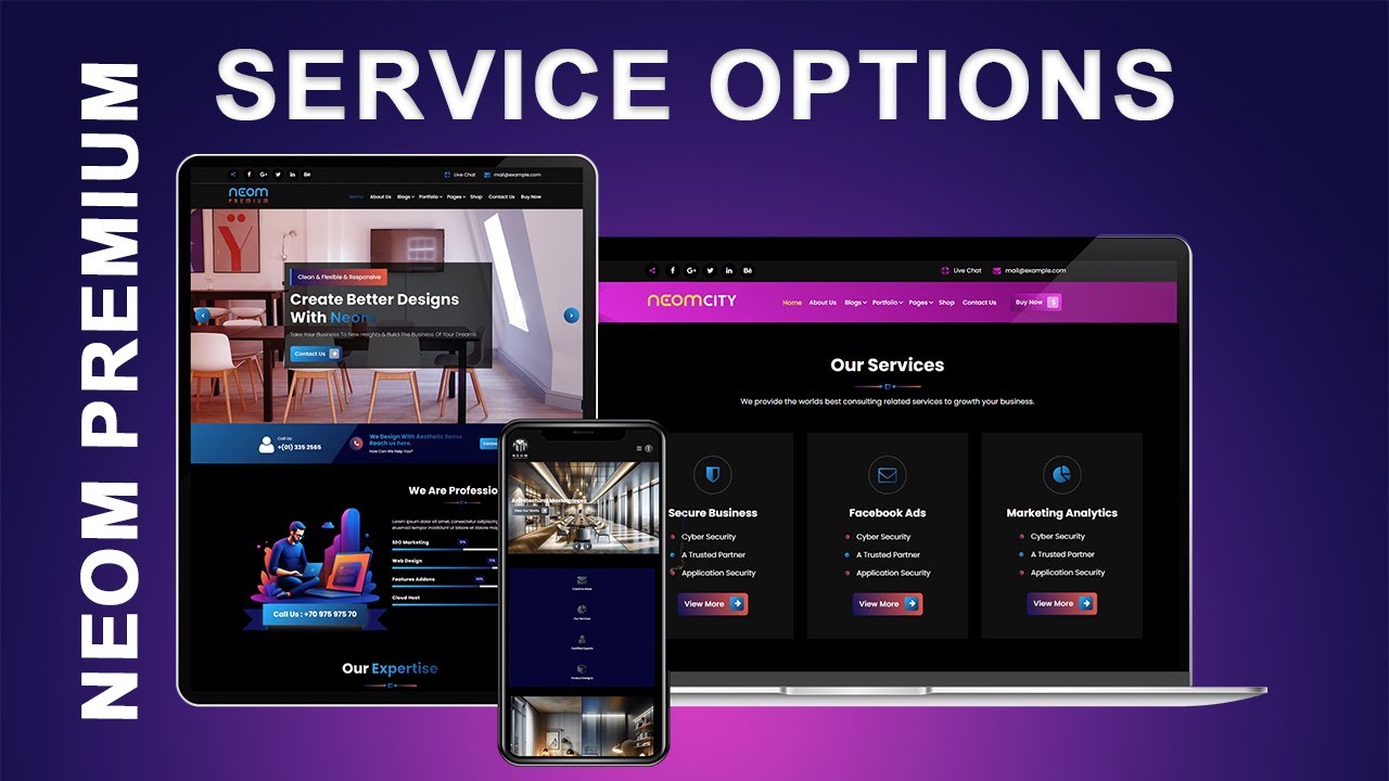 How to Use Service Options in Neom Premium Theme For Wordpress ? - YouTube