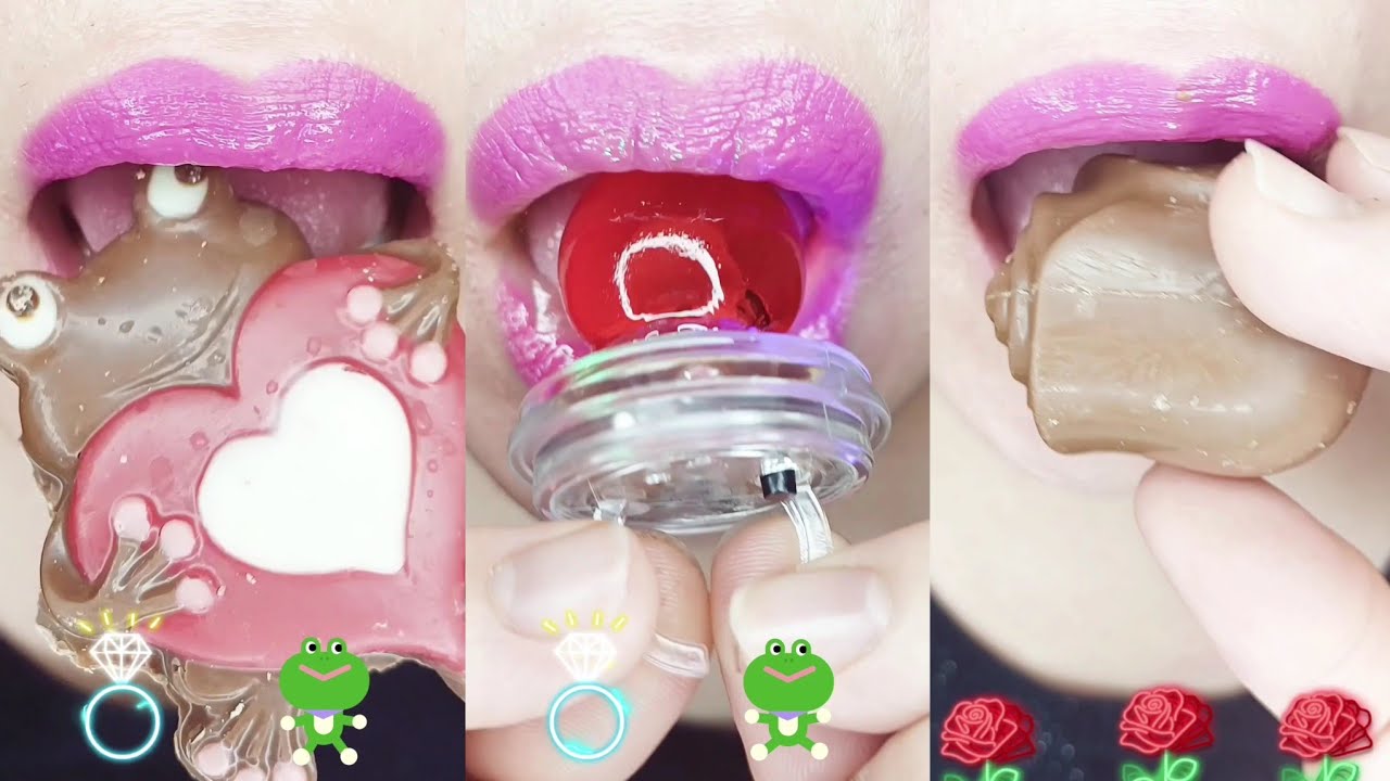 ASMR Lip Smacking Lollipop Crunchy Chocolate Eating Sounds # ...