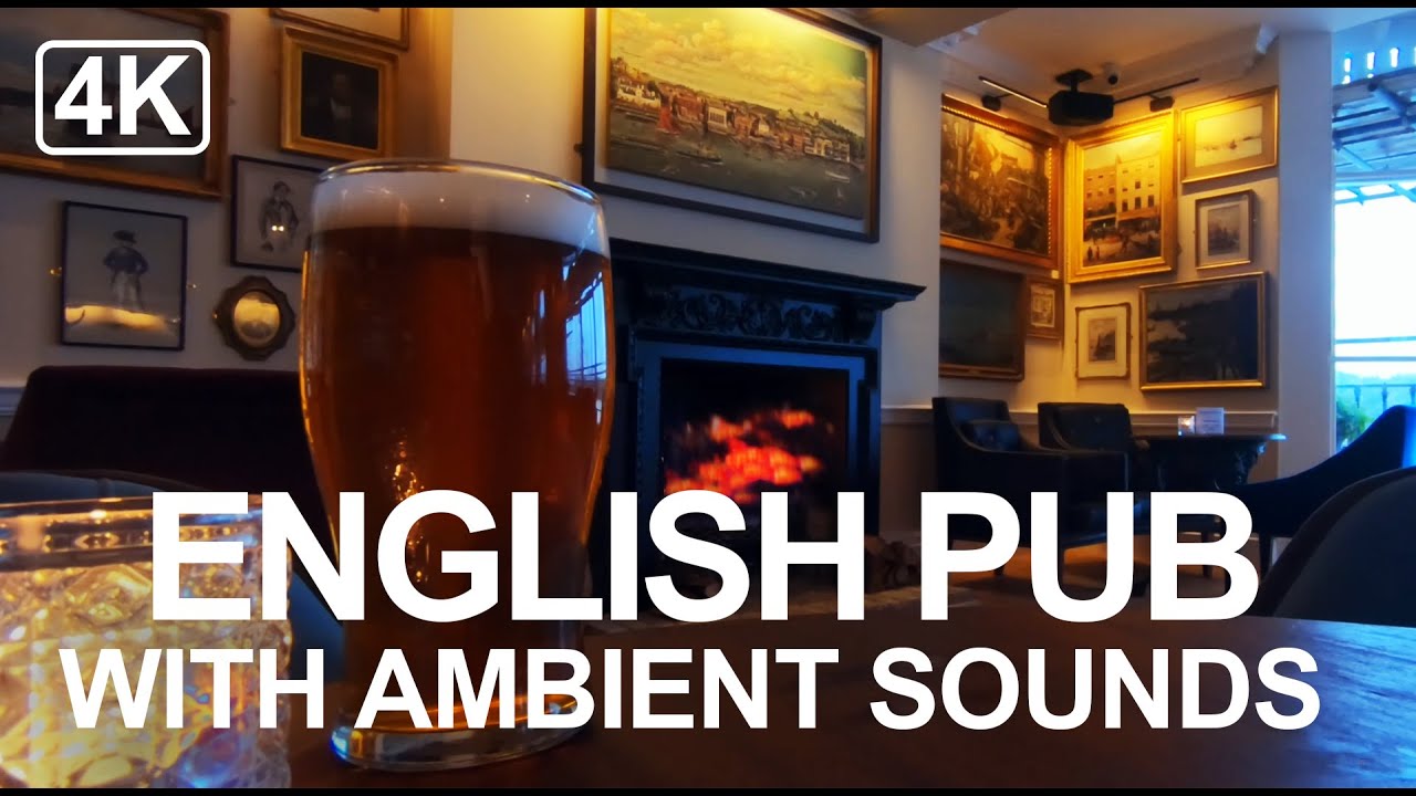 [4K] Cozy English Pub with Crackling Fire - 1 hour virtual Background ...