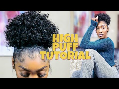 High Puff Tutorial on Natural Hair | Drawstring Ponytail - YouTube
