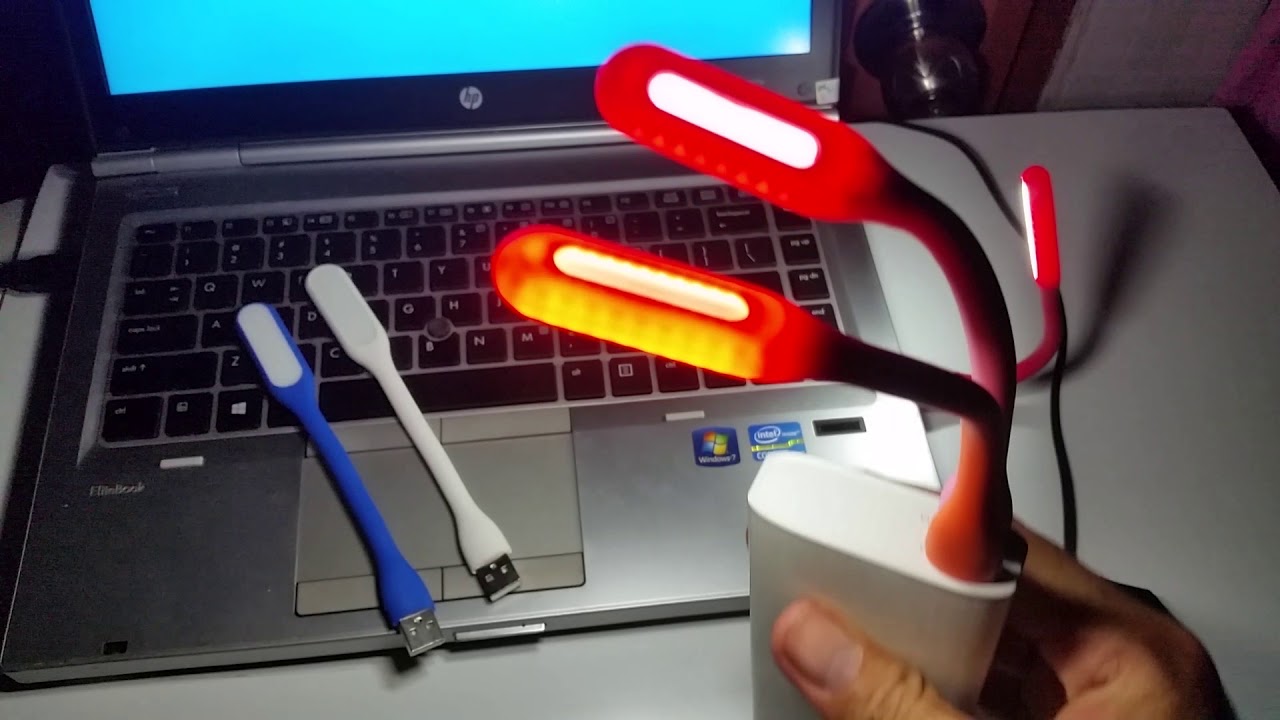 Test đèn led usb trên laptop và sạc dự phòng 10.000mah - Bộ 5 đèn led ...