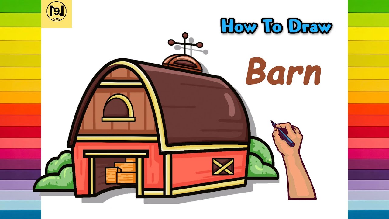 How to Draw a Barn Easy Step by Step | No.9 ARTS - YouTube