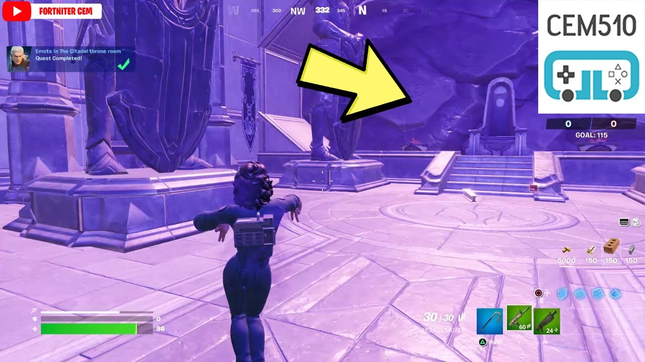 Emote in The Citadel throne room Fortnite Geralt of Rivia Quests - YouTube