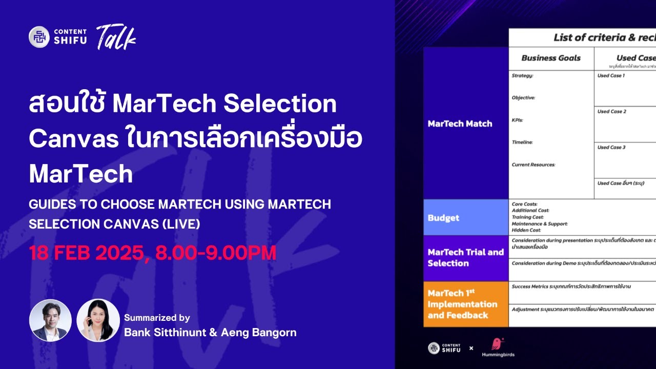 สอนใช้ MarTech Selection Canvas ในการเลือกเครื่องมือ MarTech | Shifu Talk - YouTube