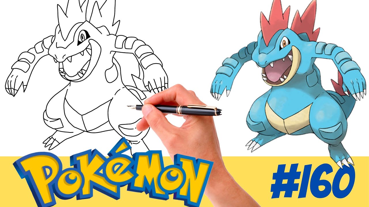 Cómo dibujar FERALIGATR POKEMON #160 | FÁCIL | Generación 2 - YouTube