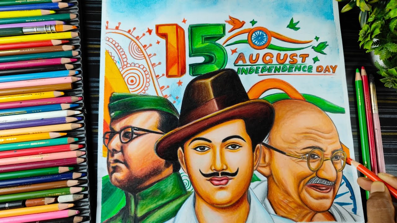 INDEPENDENCE Day Drawing 🇮🇳 ️( Full Time-Lapse Video), Freedom Fighter ...