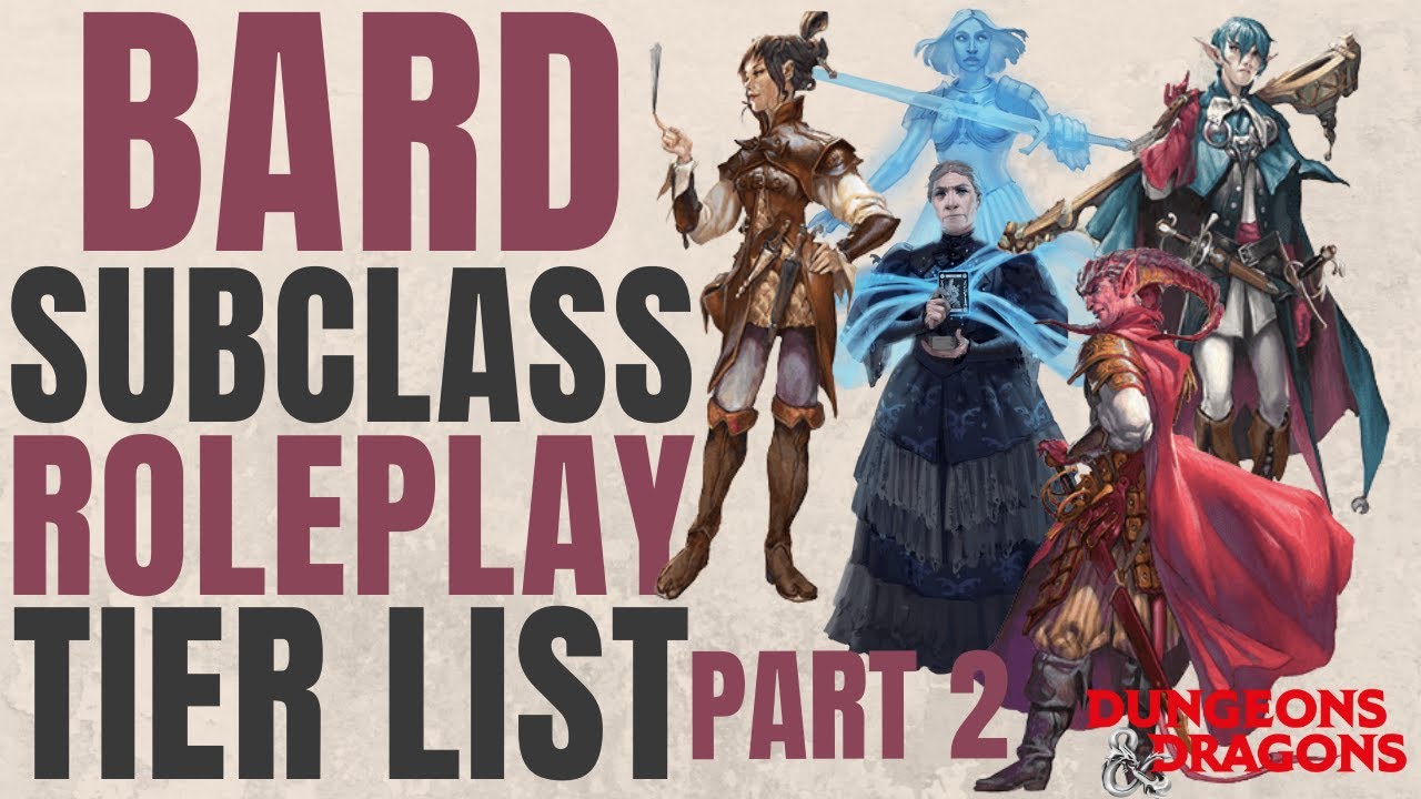 Bard Subclass Tier List for Roleplay (Part 2/2) - D&D 5e Subclass ...
