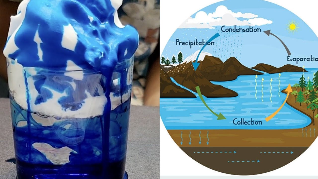 Water cycle and rain experiment with foam||Science experiment||water ...